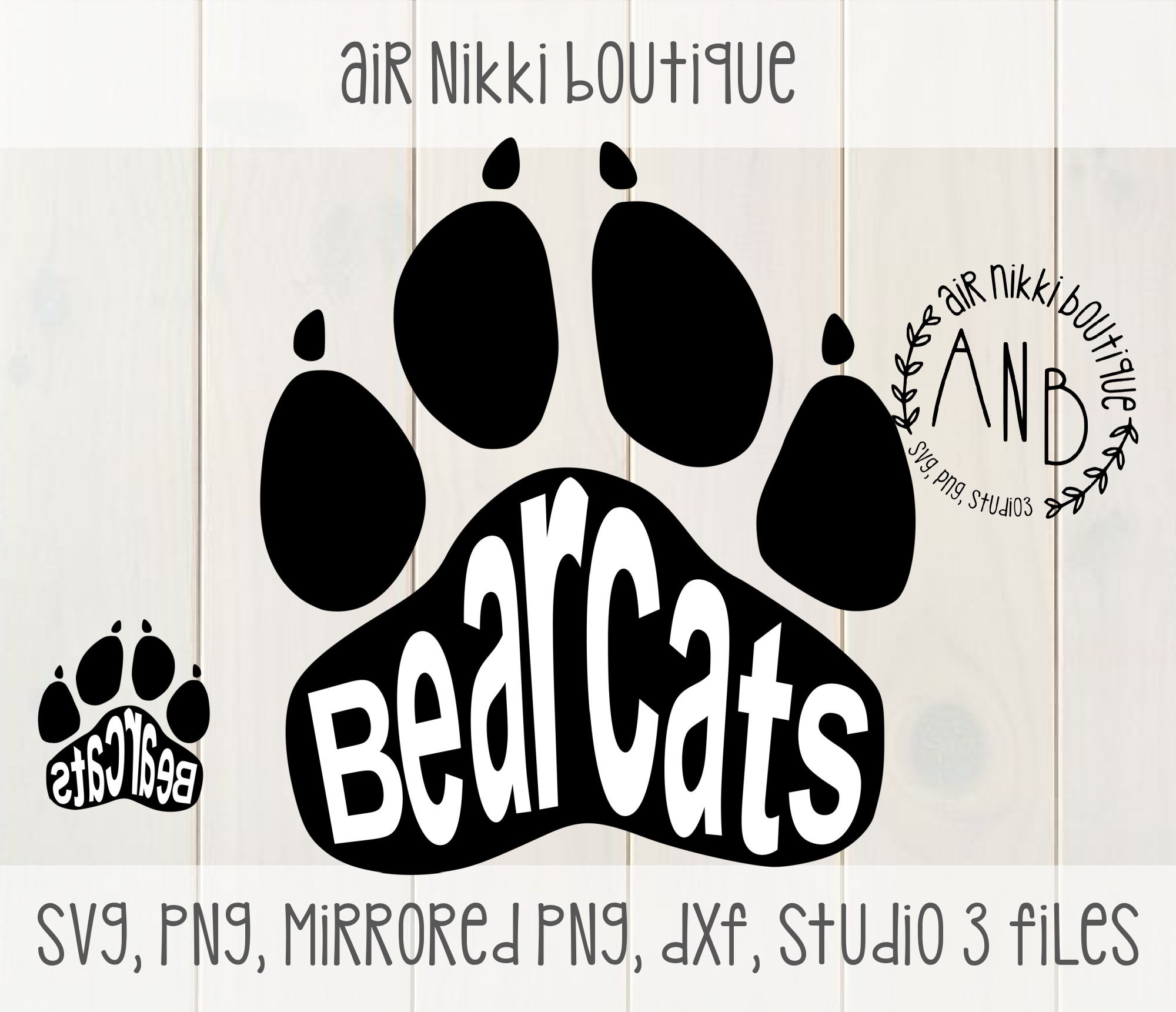 Bearcats Paw Print SVG PNG DXF Mirrored Png Studio 3 - Etsy