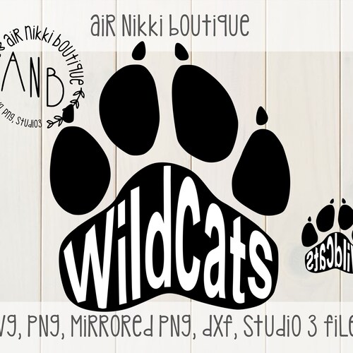Wildcats Paw Print SVG PNG DXF Studio 3 Mirrored Png - Etsy