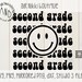 Second Grade Smiley Face SVG, PNG, DXF, Studio 3 Files, Mirrored Png ...