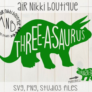 Three-a-saurus Dinosaur SVG, PNG, DXF, Mirrored Png, Studio 3 Files ...