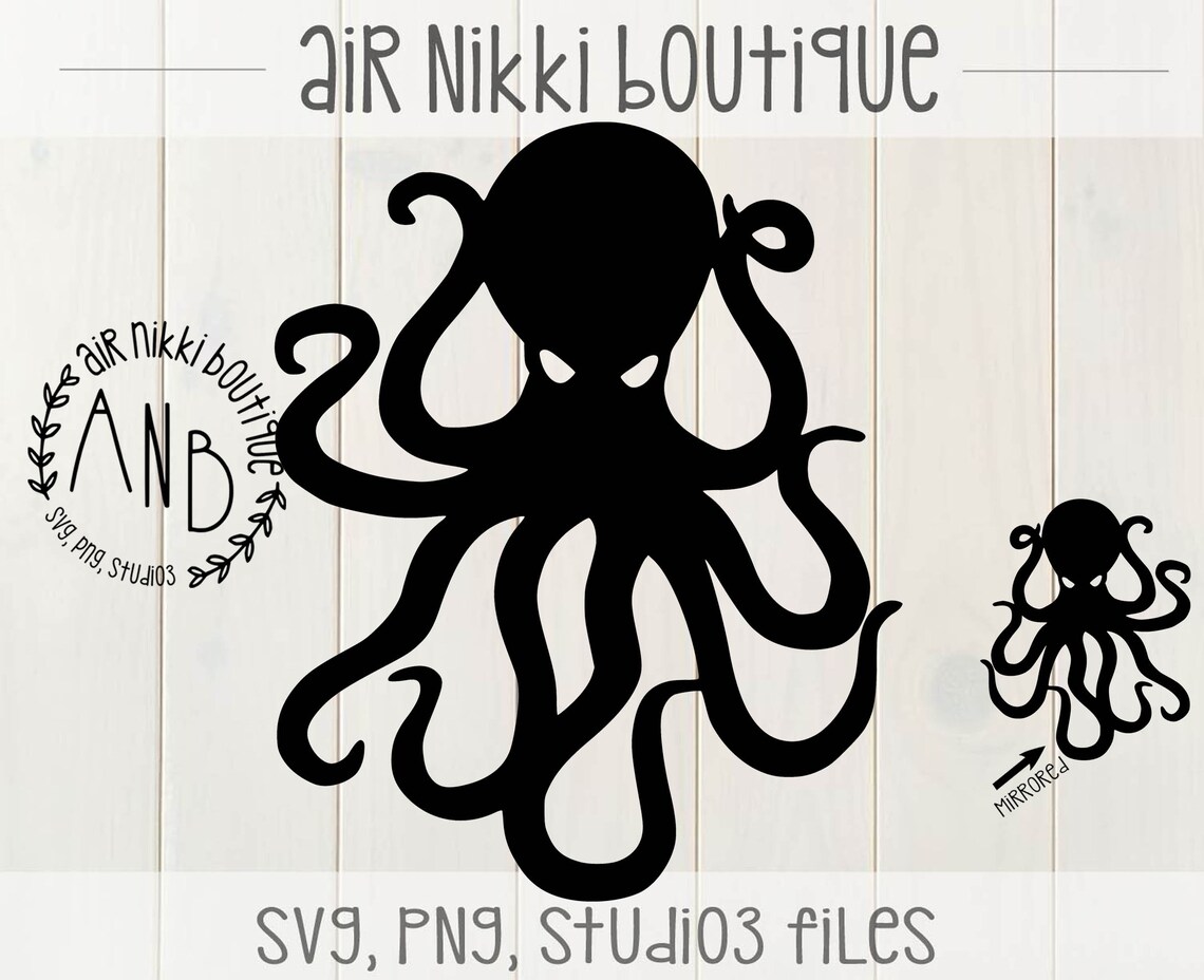 Octopus With Eyes, SVG, PNG, DXF, Mirrored Png, Studio 3 Files, Instant ...