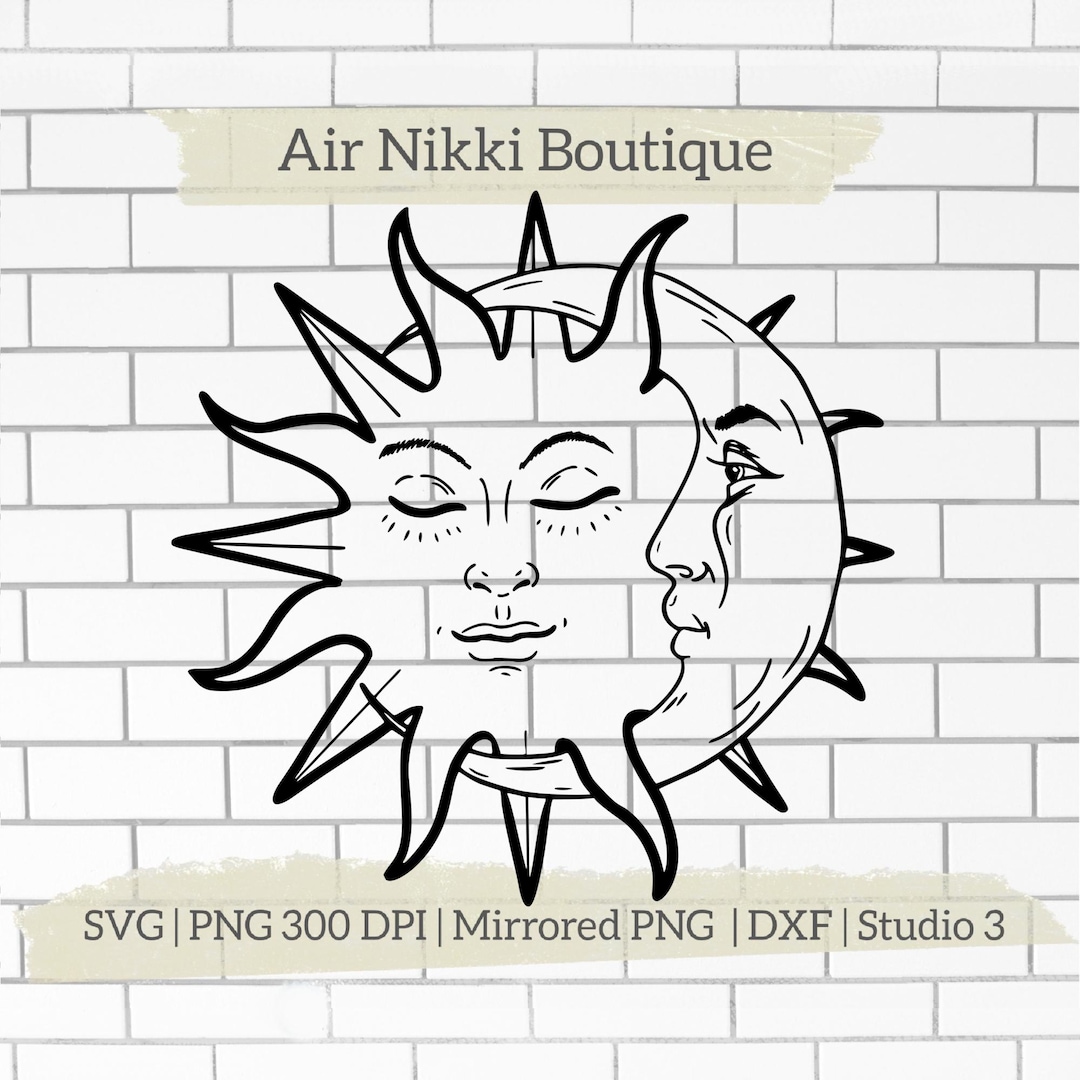 Sun and Moon SVG PNG Studio 3 Files Instant Download Design Mirrored ...