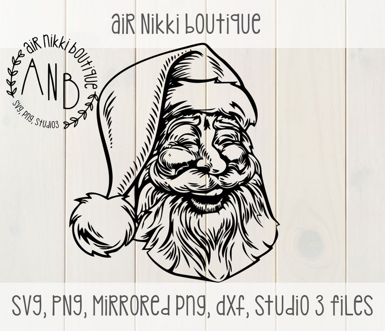 Rustic Santa Head Outline SVG PNG DXF Mirrored Png - Etsy