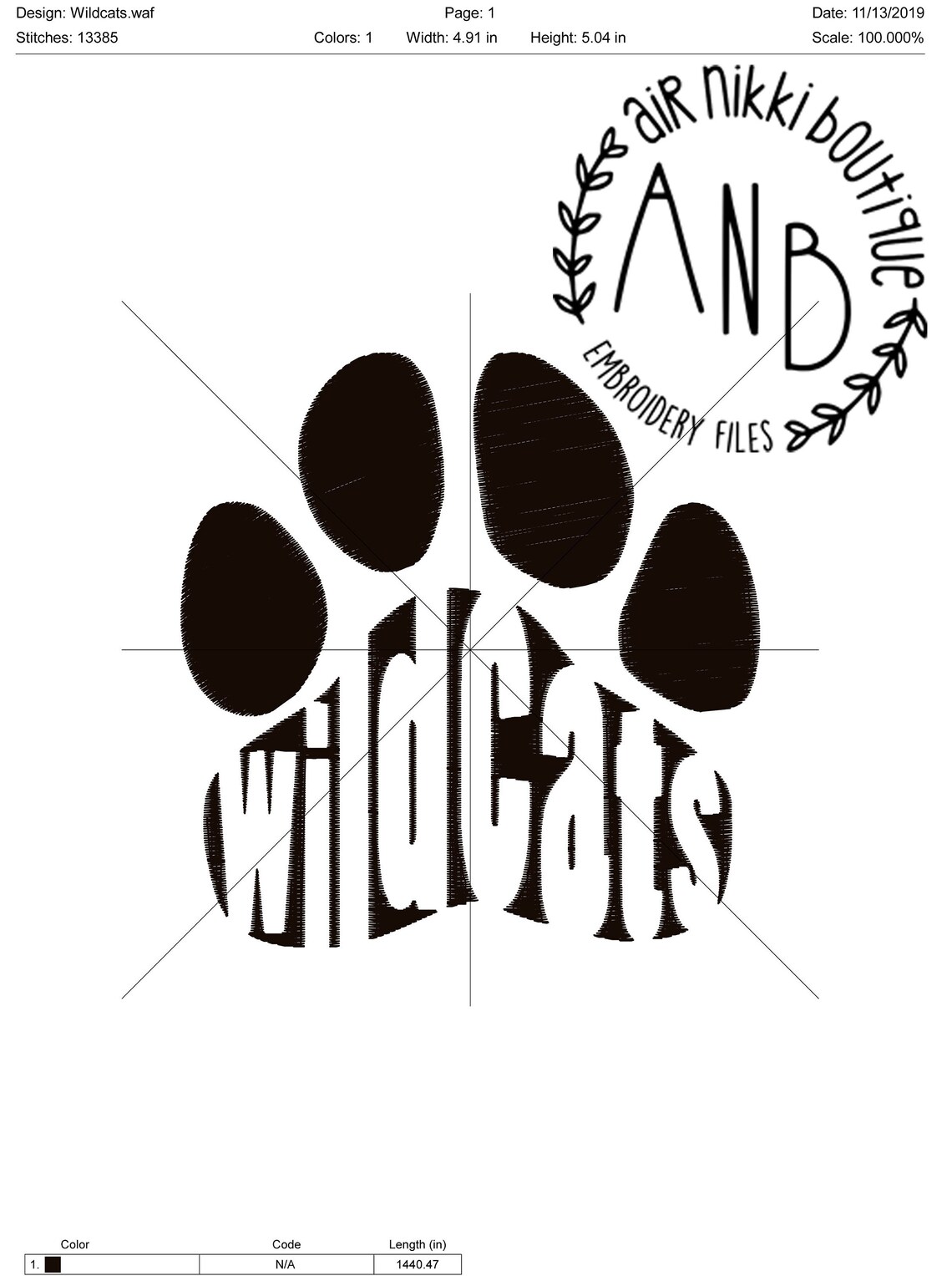 Wildcats Paw Print 4x4 5x7 Embroidery File Pes Dst Exp - Etsy
