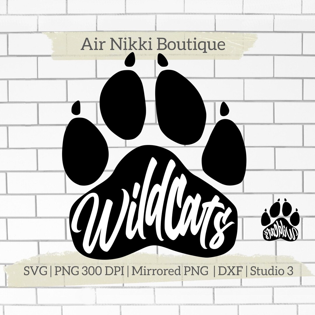 Wildcats Fancy Font Paw Print SVG PNG DXF Mirrored Png Studio 3 Files ...
