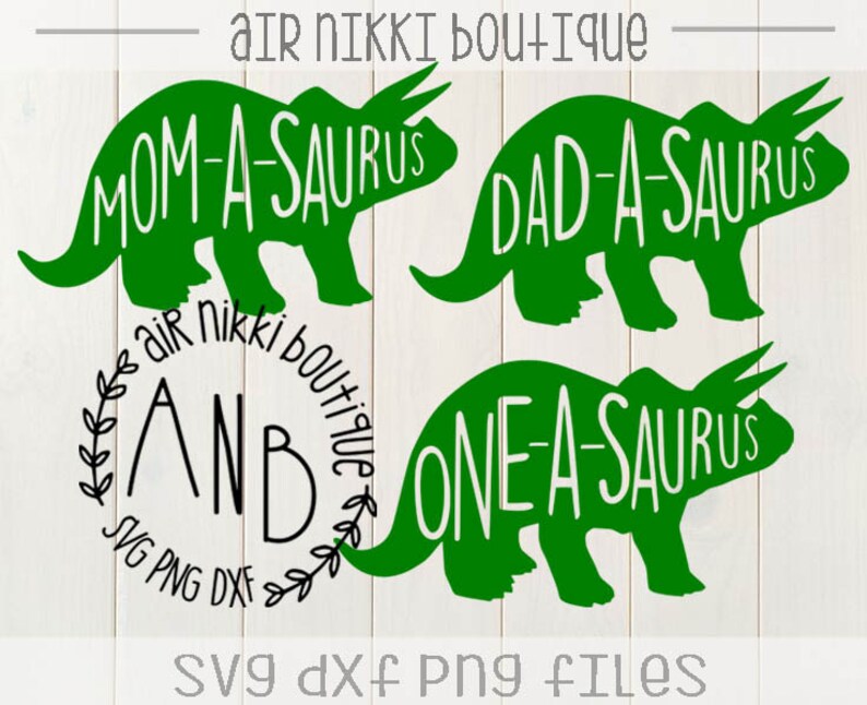 One-a-saurus Mom-a-saurus Dad-a-saurus Pack first | Etsy