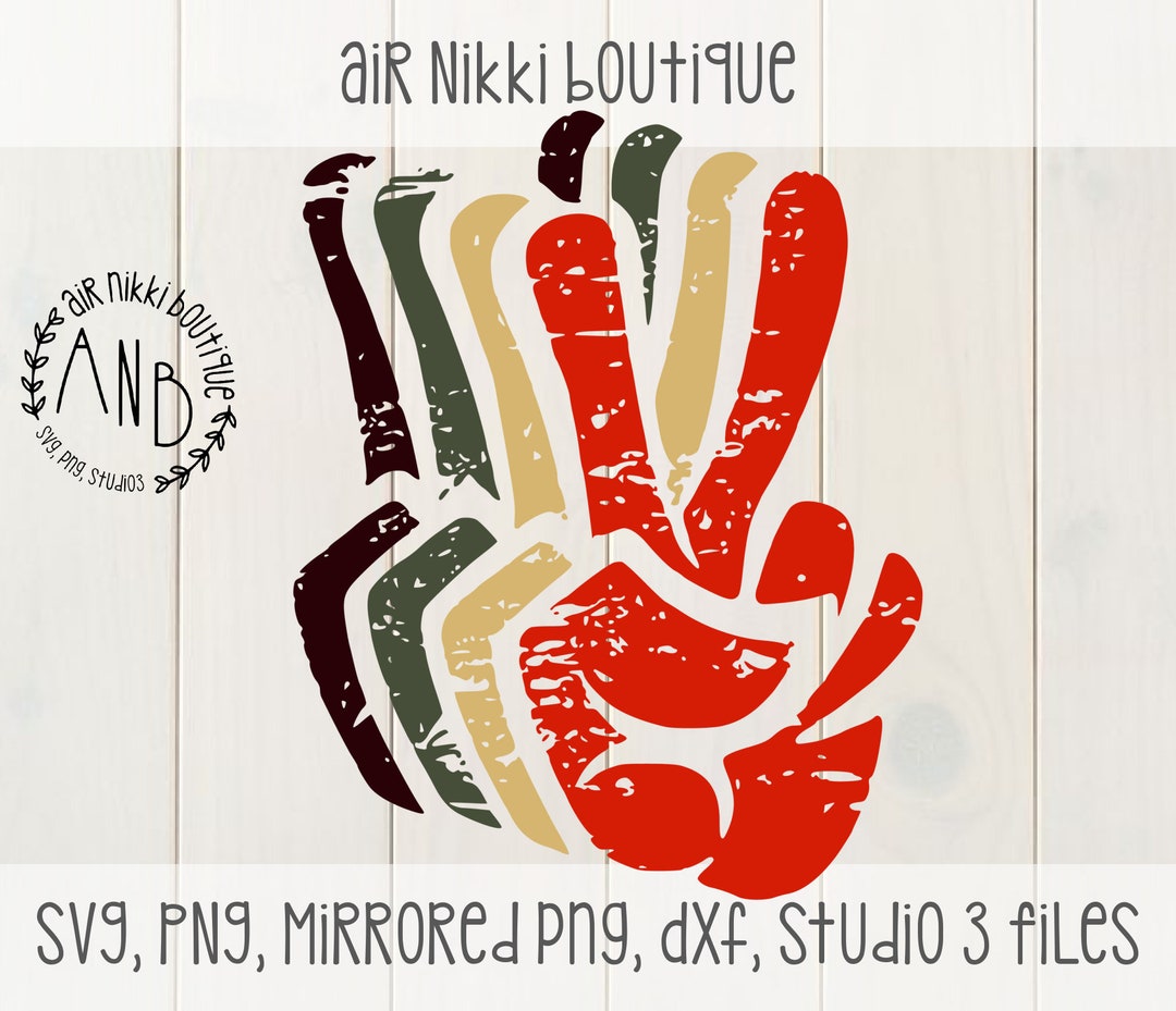 Distressed Peace Fingers SVG, PNG 300 Dpi, Studio 3, Mirrored PNG, Dxf ...