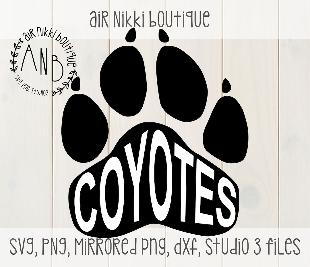 Coyotes Paw Print, SVG, PNG, DXF, Studio 3, Mirrored Png Files, Instant ...