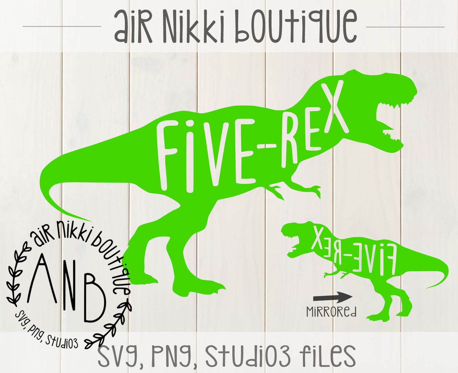 Five-Rex fifth birthday five Dinosaur T-rex SVG PNG DXF | Etsy