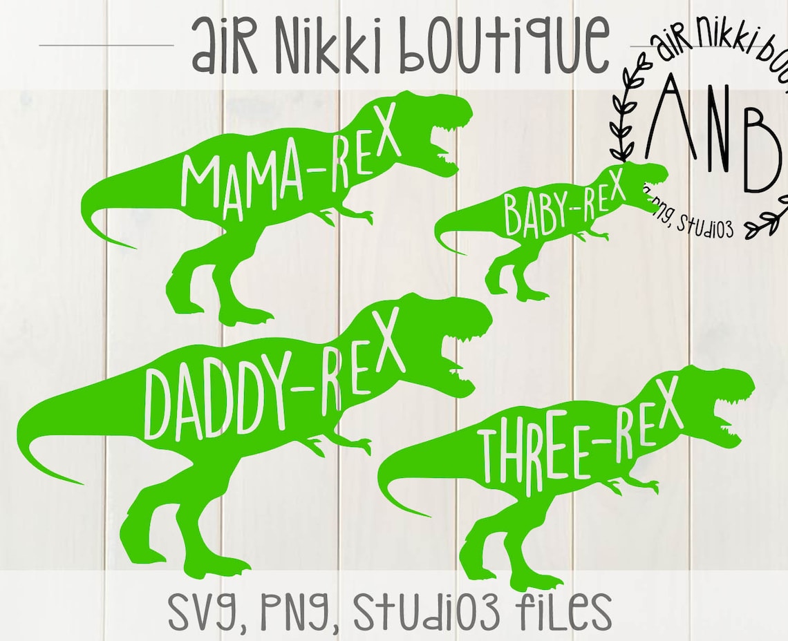 Mama-rex Daddy-rex Three-rex and Baby-rex T-rex SVG PNG - Etsy
