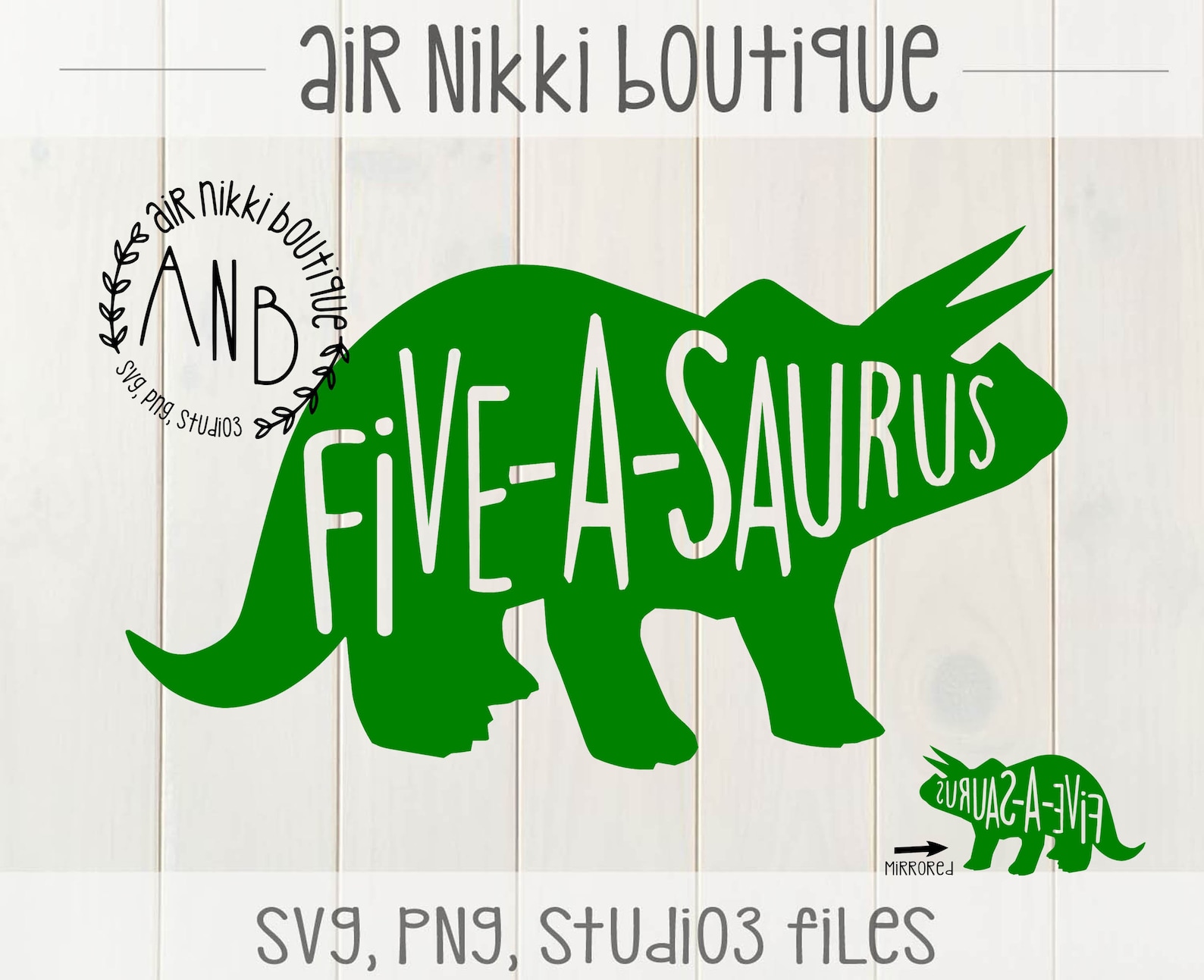 Five-a-saurus Dinosaur SVG PNG Mirrored Png DXF Studio 3 | Etsy