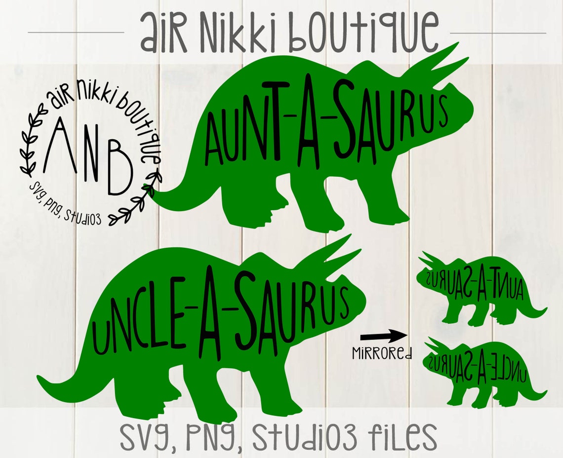 Aunt-a-saurus and Uncle-a-saurus Dinosaur triceratops SVG | Etsy