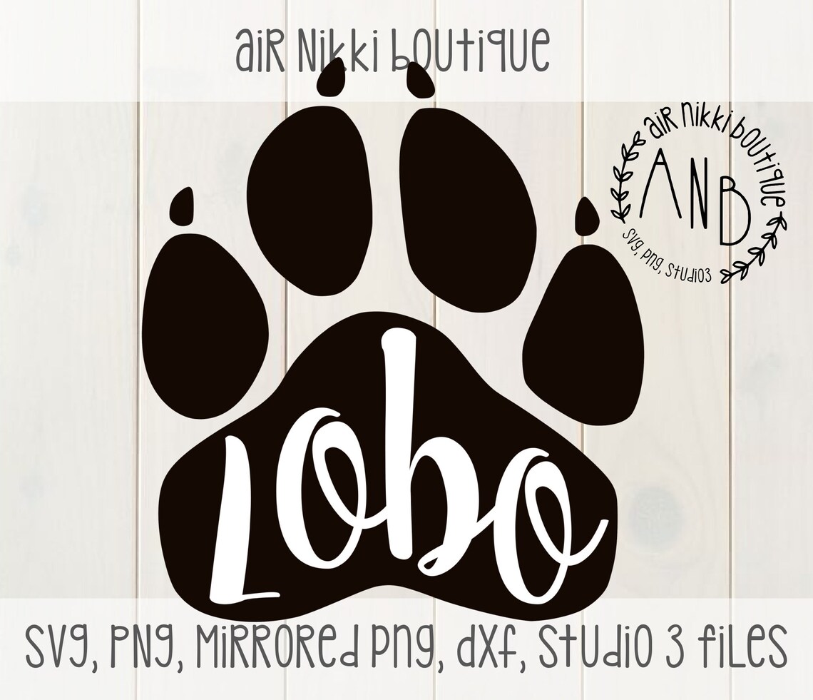 Lobo in Paw Print SVG PNG Mirrored Png DXF Studio 3 Files - Etsy