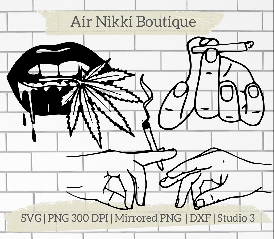 Smoking Weed Joints Mary Jane SVG PNG Studio 3 Files Outline Layered ...