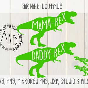 Mama-rex, Daddy-rex, Dinosaur, T-rex SVG, PNG, DXF, Mirrored Png ...