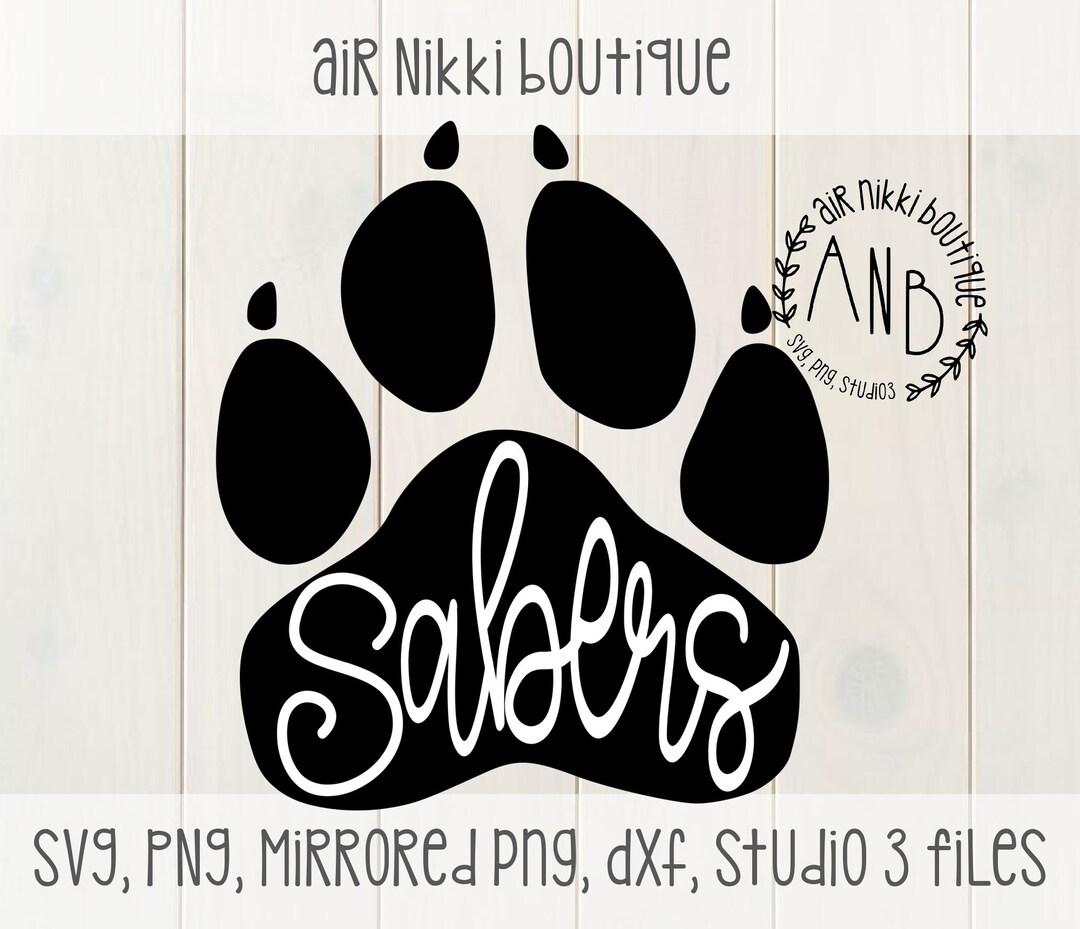 Sabers in Paw Print SVG, PNG, DXF, Mirrored Png, Studio 3 Files ...