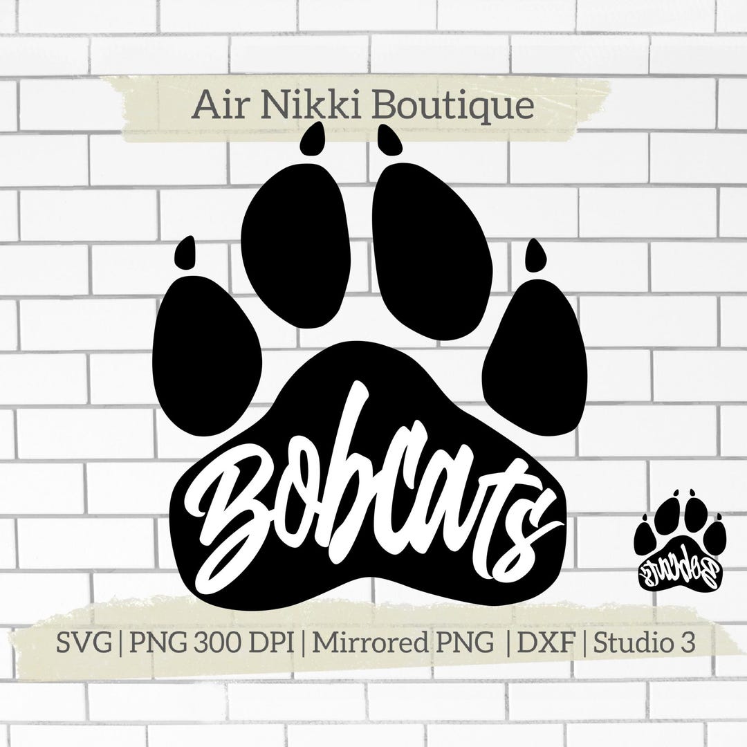 Bobcats Fancy Font Paw Print SVG PNG DXF Mirrored Png Studio 3 Files ...