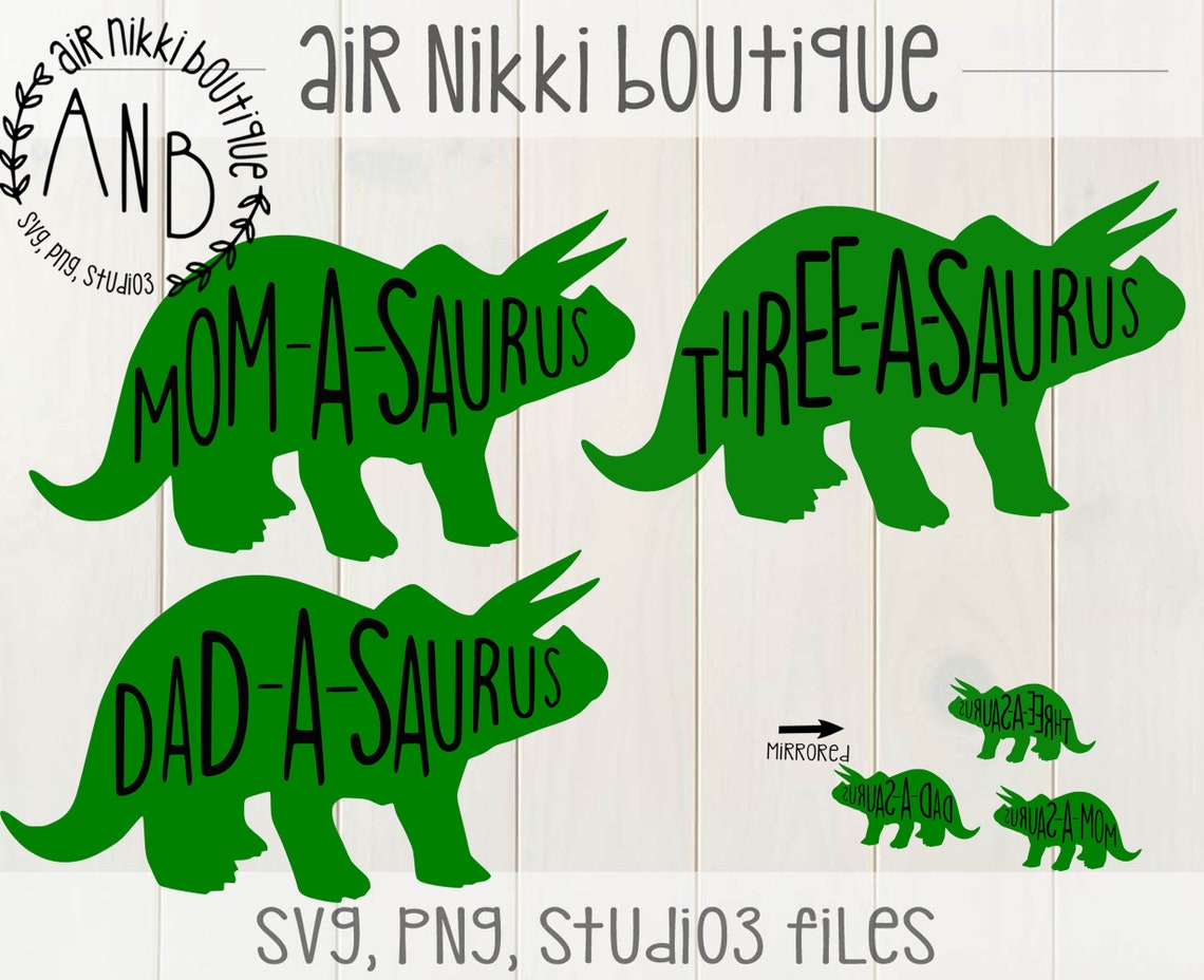 Three-a-saurus Mom-a-saurus Dad-a-saurus Pack Third | Etsy