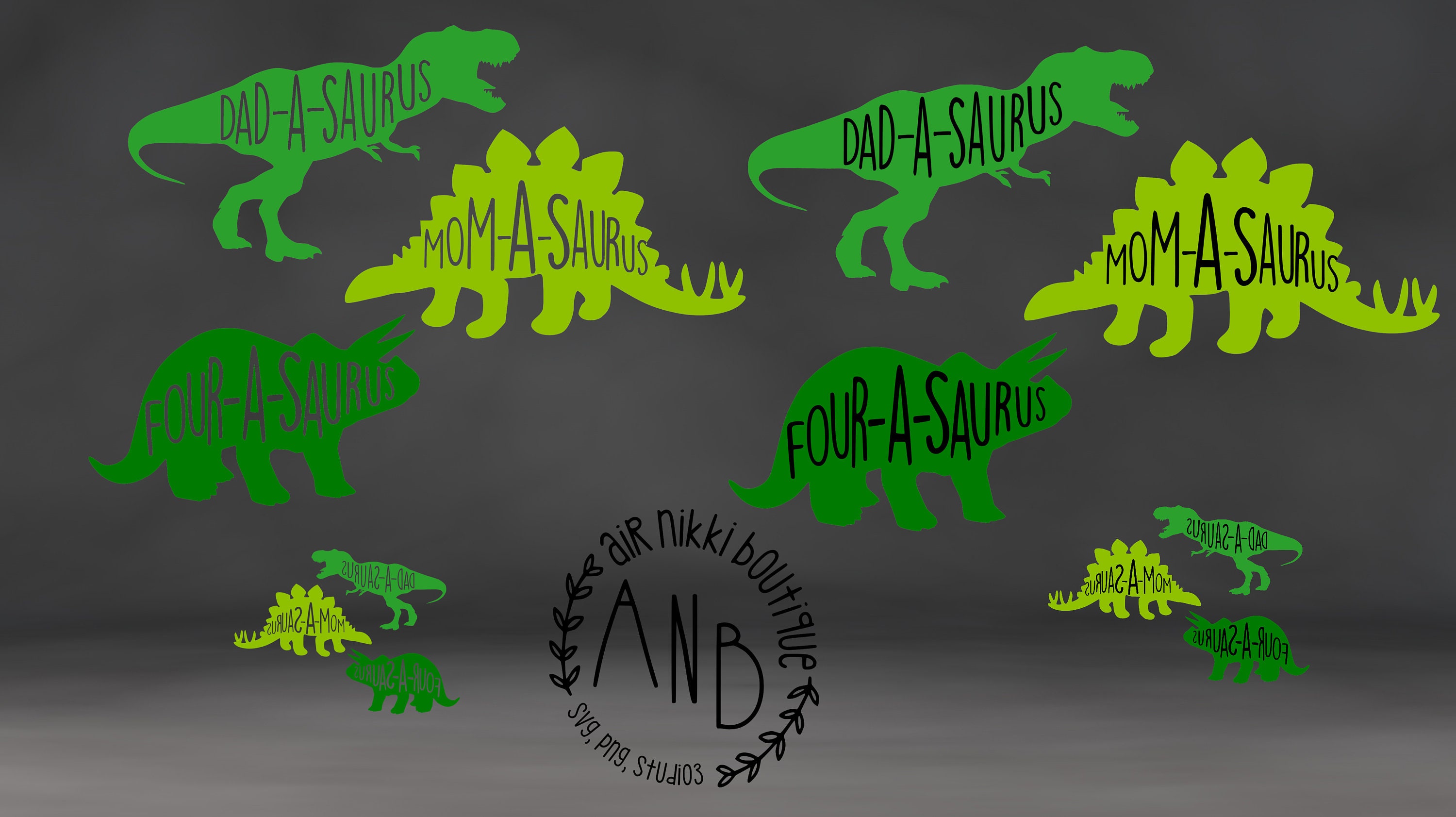 Mom-a-saurus Dad-a-saurus Four-a-saurus Dino Pack birthday | Etsy