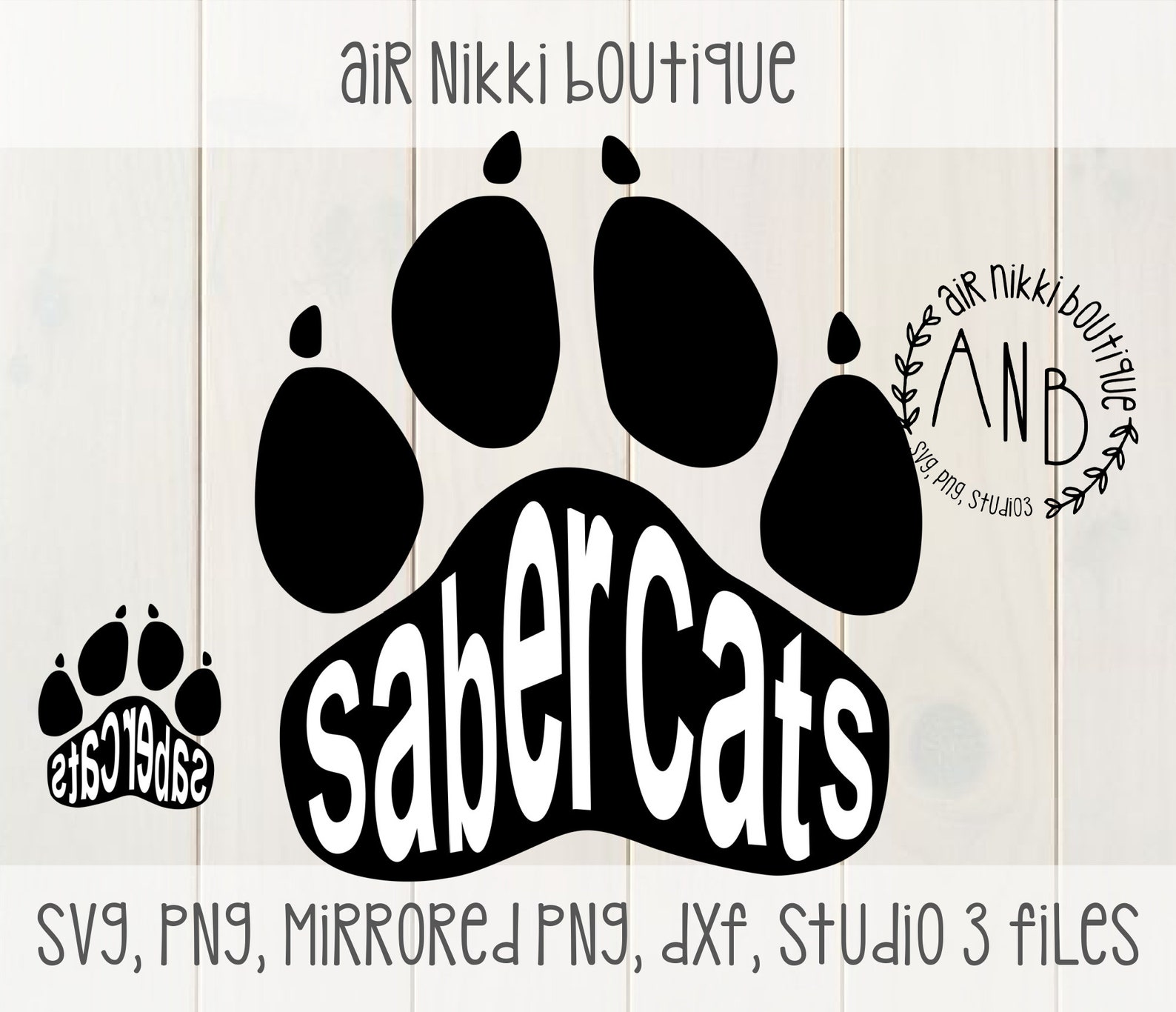 Saber Cats Paw Print SVG, PNG, DXF, Mirrored Png, Studio 3 Files ...
