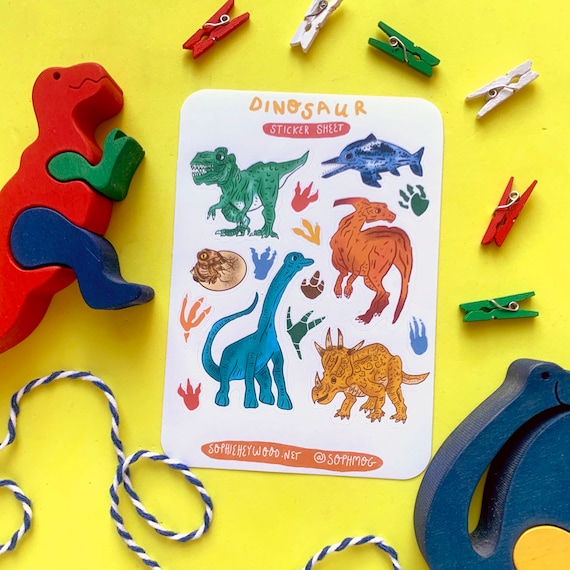 Dinosaur Matt Paper Sticker Sheet - Etsy