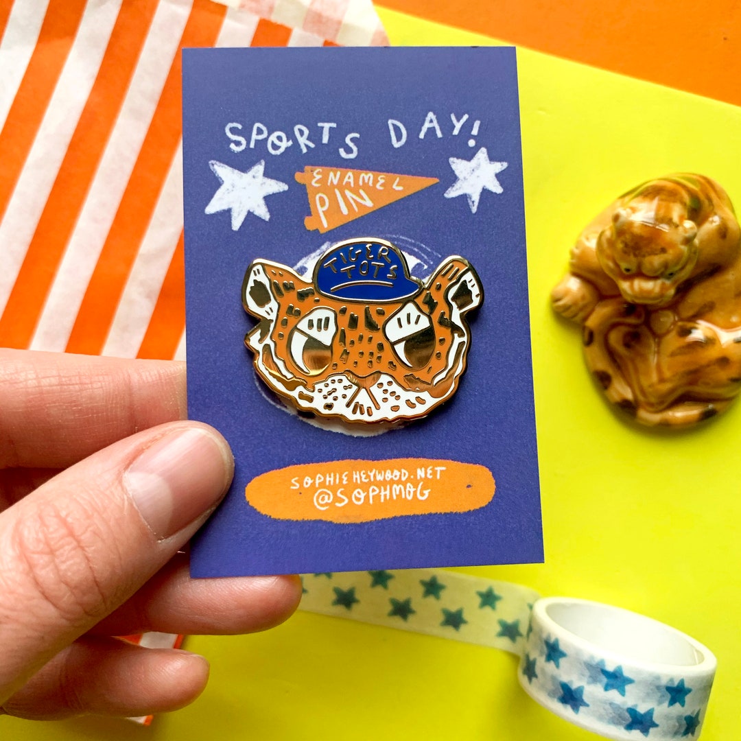 Tiger Tots Hard Enamel Pin, Cute Animal Badge, Baseball Brooch, Sport ...
