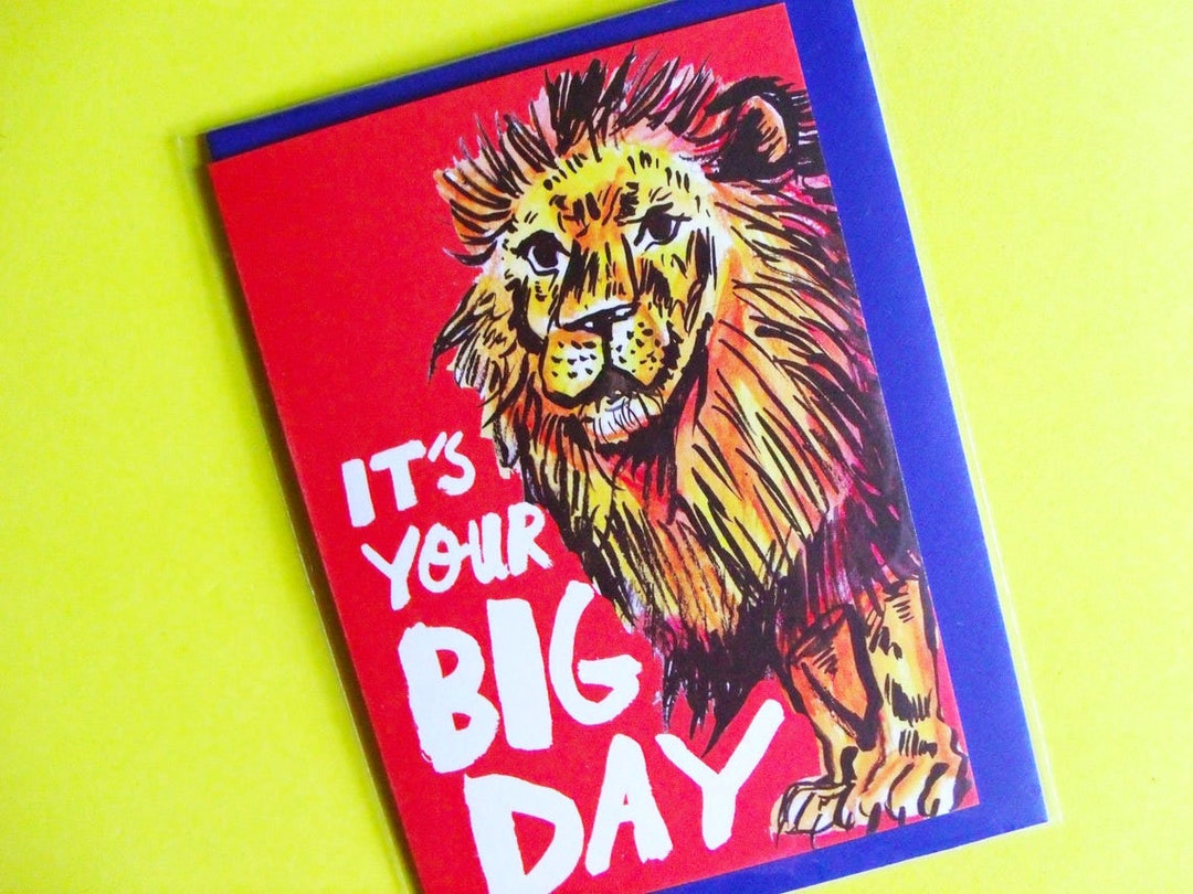 Lion Big Day Recycled Greeting Card, Congratulations - Etsy