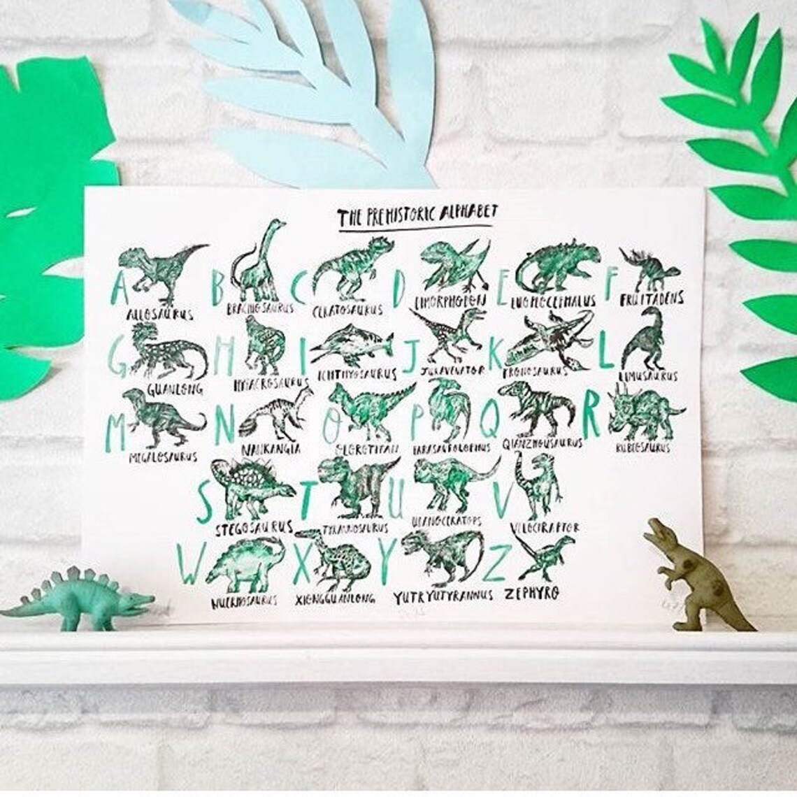 The Prehistoric Alphabet A3 Risograph Dinosaur Print | Etsy UK