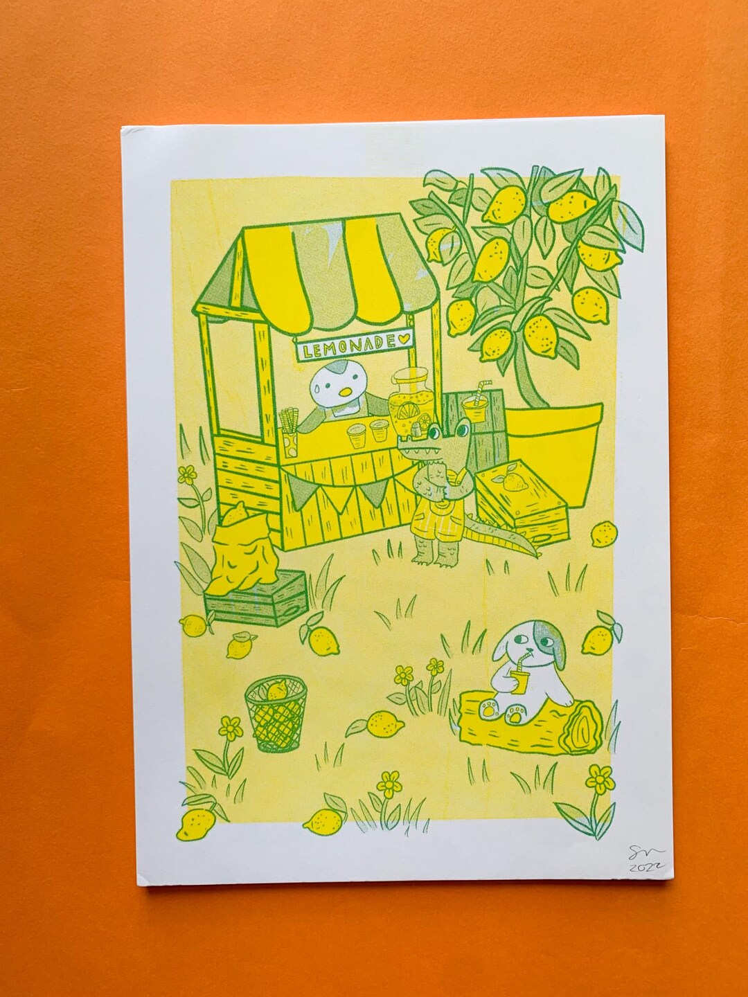 Seconds Sale, Lemonade Stand A4 Risograph Print, Cute Kawaii Riso Art ...
