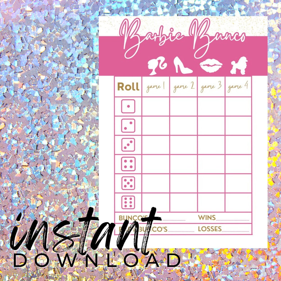 Barbie Bunco Score Sheet Score Card Tally Sheet INSTANT DOWNLOAD - Etsy