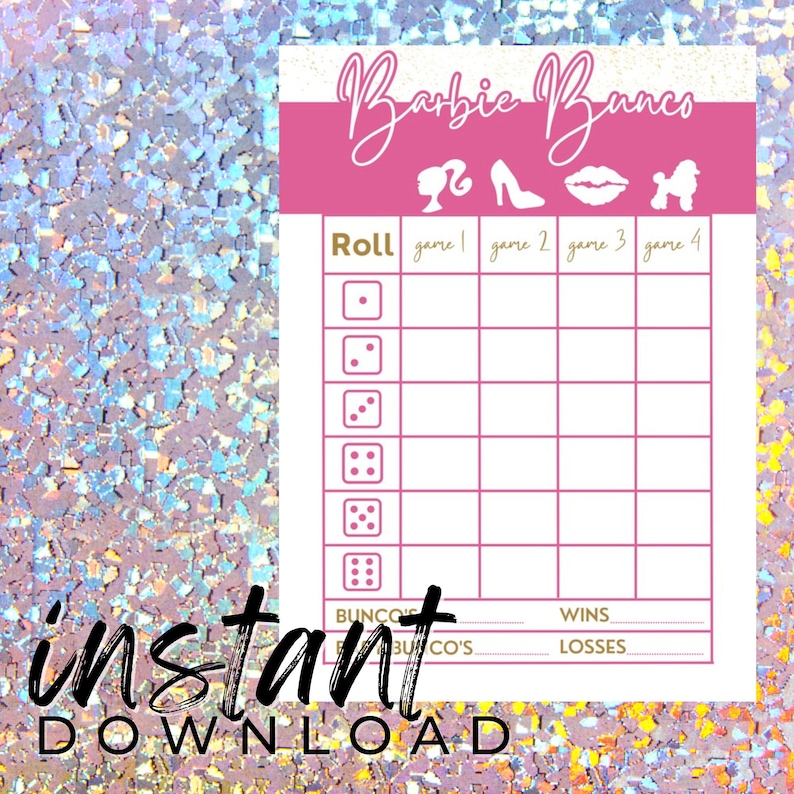 Barbie Bunco Score Sheet Score Card Tally Sheet INSTANT DOWNLOAD - Etsy