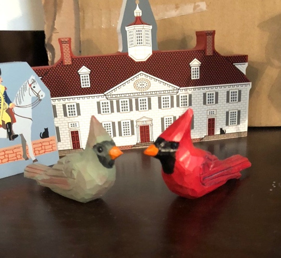 Miniature Cardinal Birds Wood Carving Unique Gift Art Sculpture - Etsy