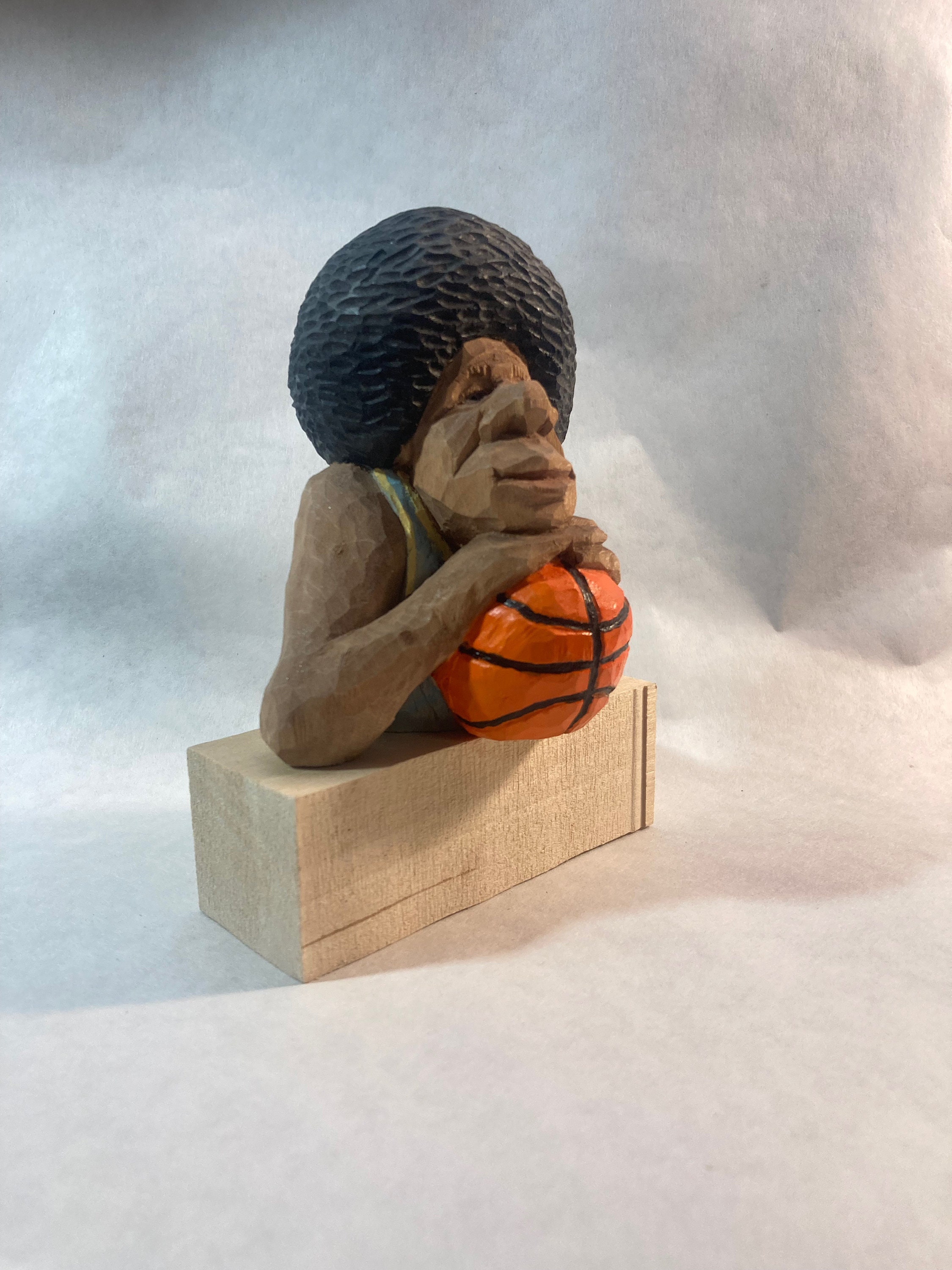 Basketball Wood Carving Caricature Unique Gift Decorative Art Sculpture ...