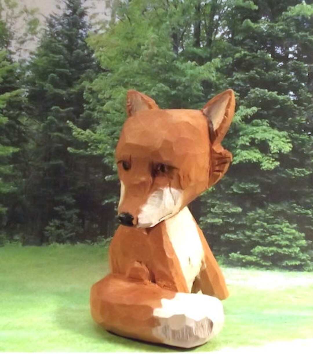 Miniature Fox Wood Carving Art Sculpture Home Decor - Etsy