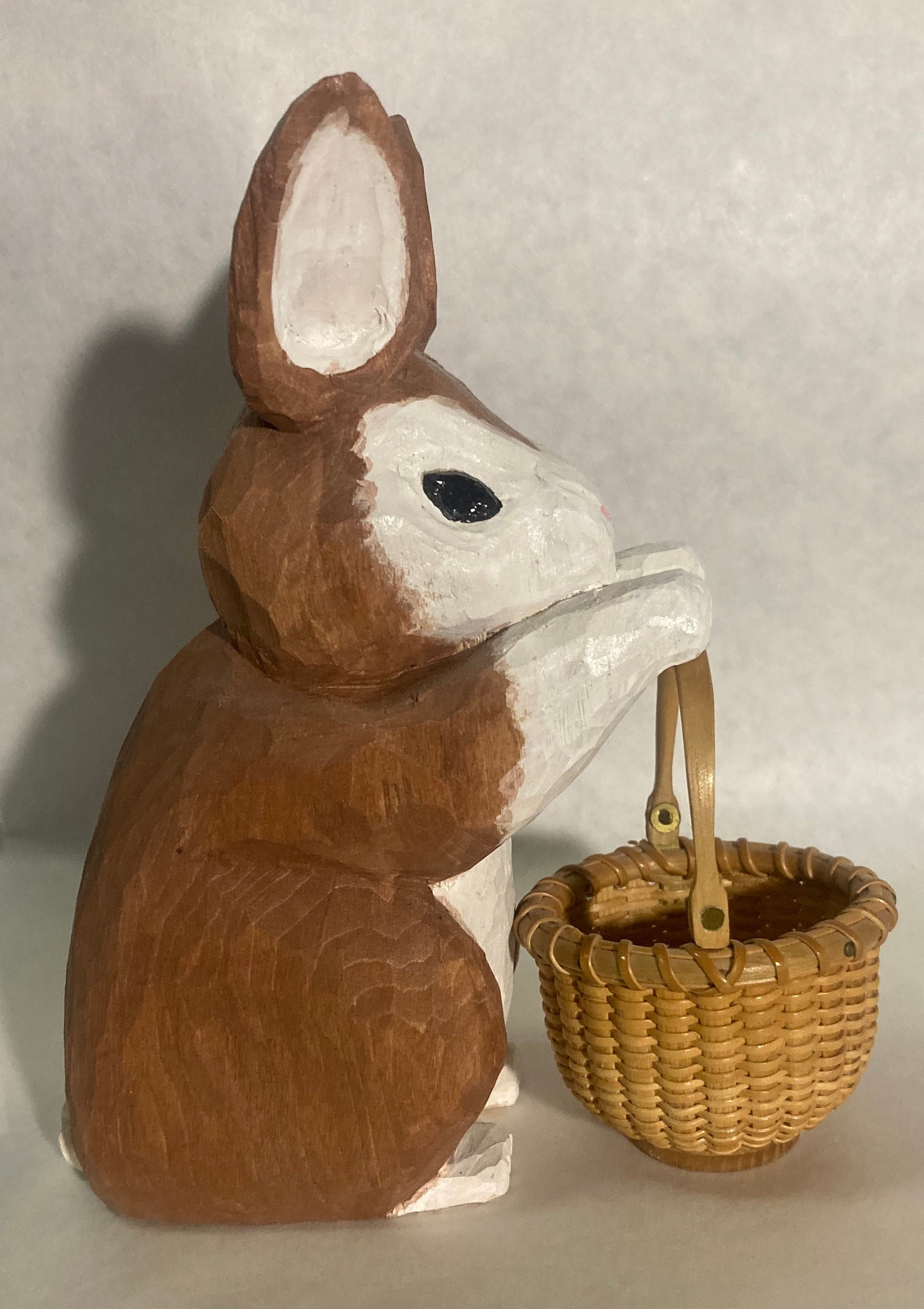 Easter Bunny Wood Carving With Nantucket Lighthouse Basket - Etsy