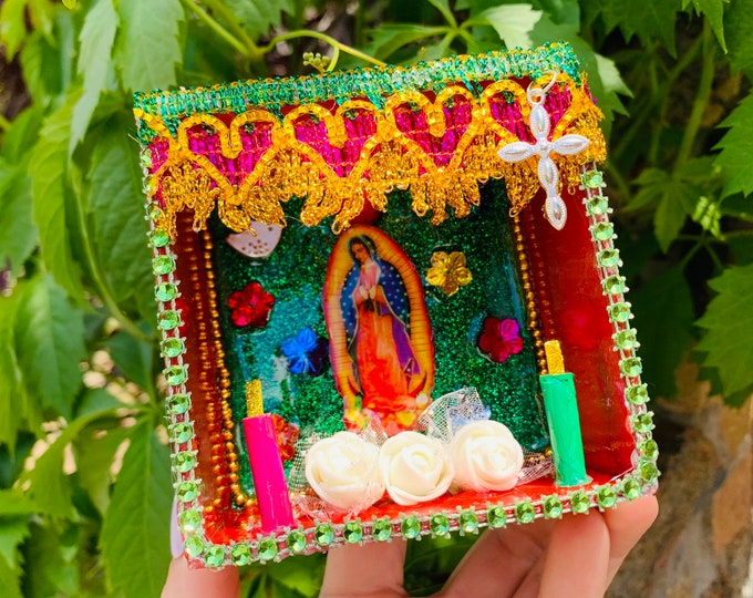 Virgen De Guadalupe Nicho Shadow Box Handmade Sacred Heart Amor Loved ...