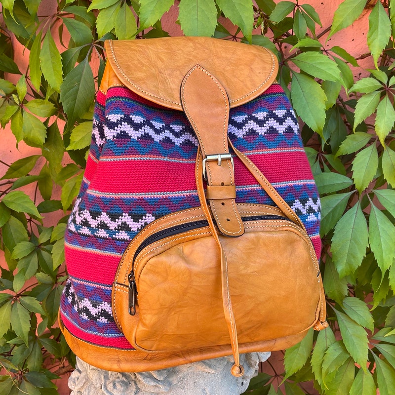 Boho Leather Backpack - Etsy