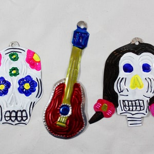 Handmade Mexican Tin Ornaments (set of 3) Vintage Christmas Tree-fiesta ...