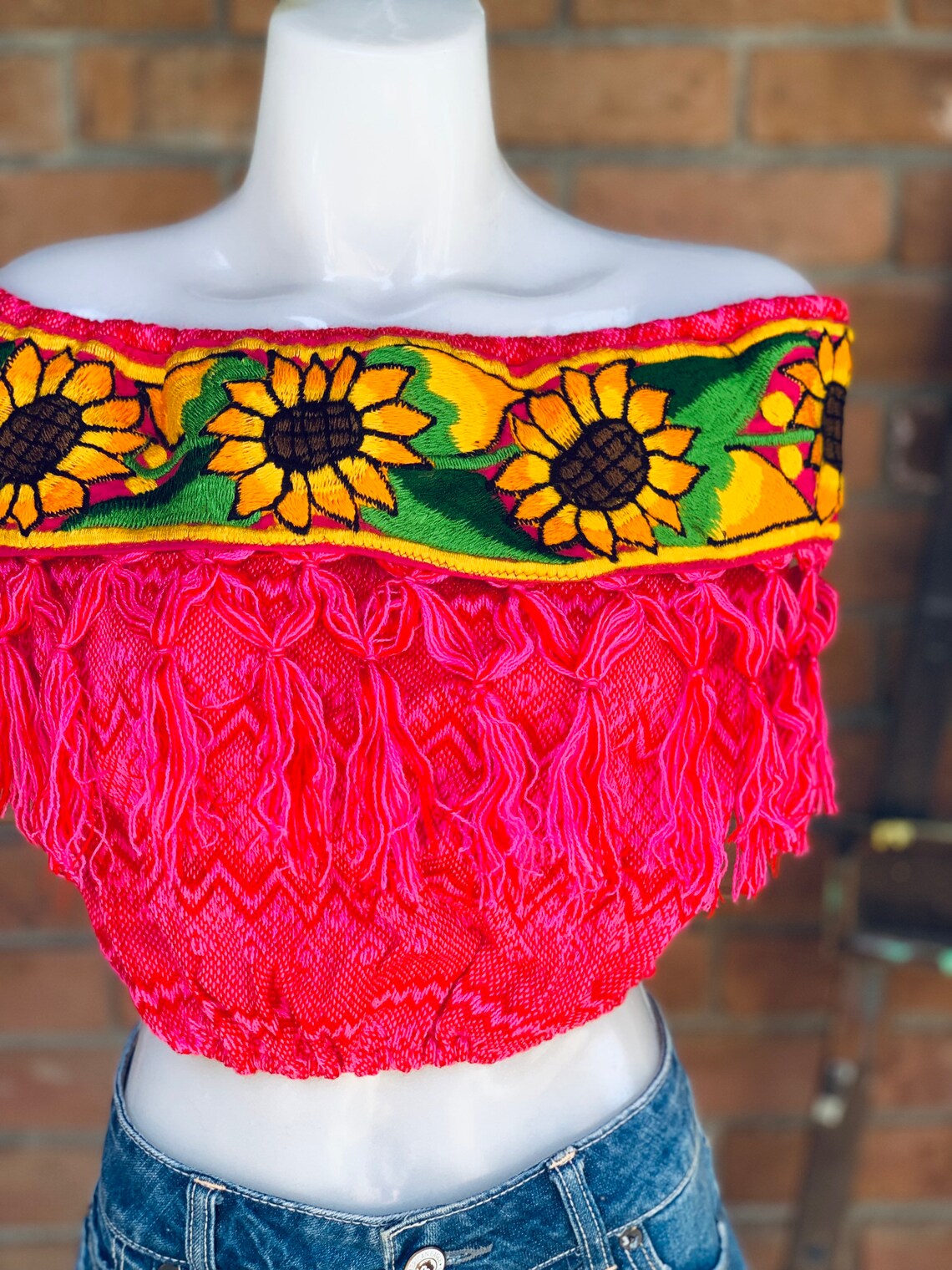 Off the Shoulder Colorful Mexican Top Embroidered Flowers - Etsy