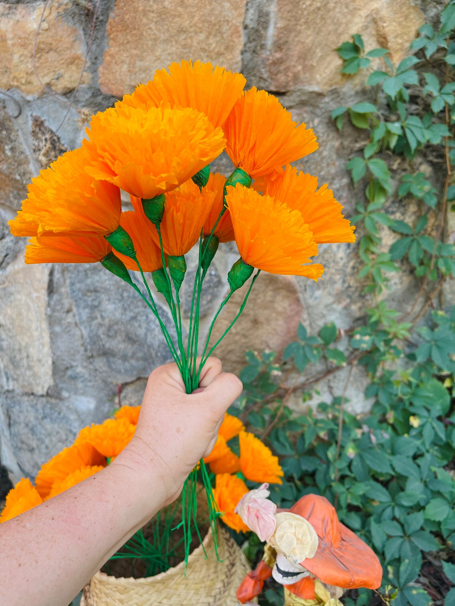 Dozen Cempasuchil Crepe Paper Flowers Handmade Flower Bouquet-floral ...