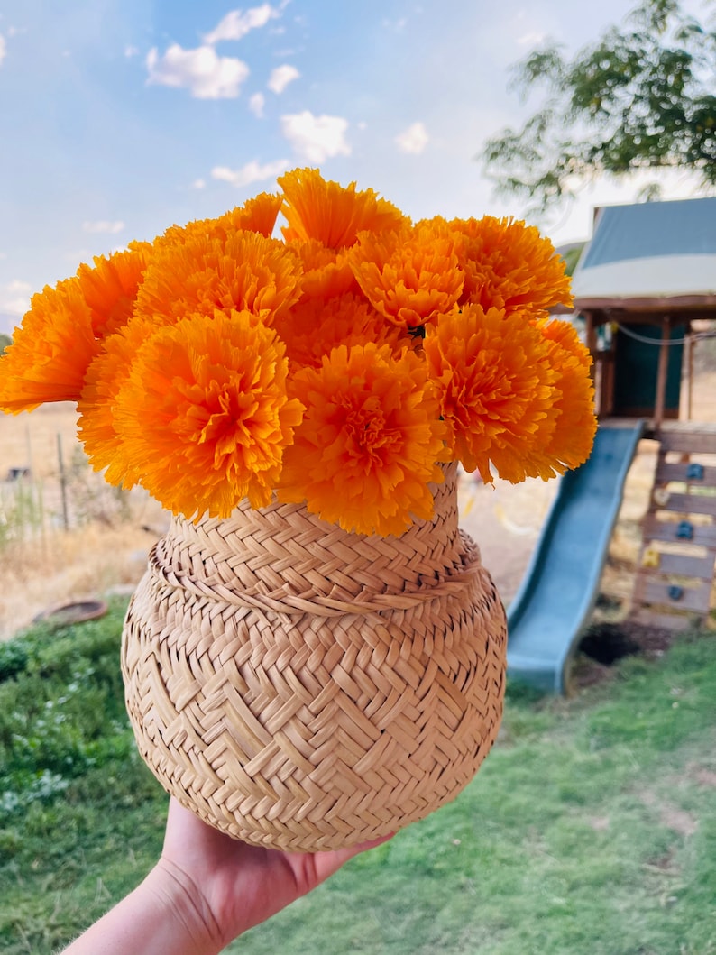 Dozen Cempasuchil Crepe Paper Flowers Handmade Flower - Etsy