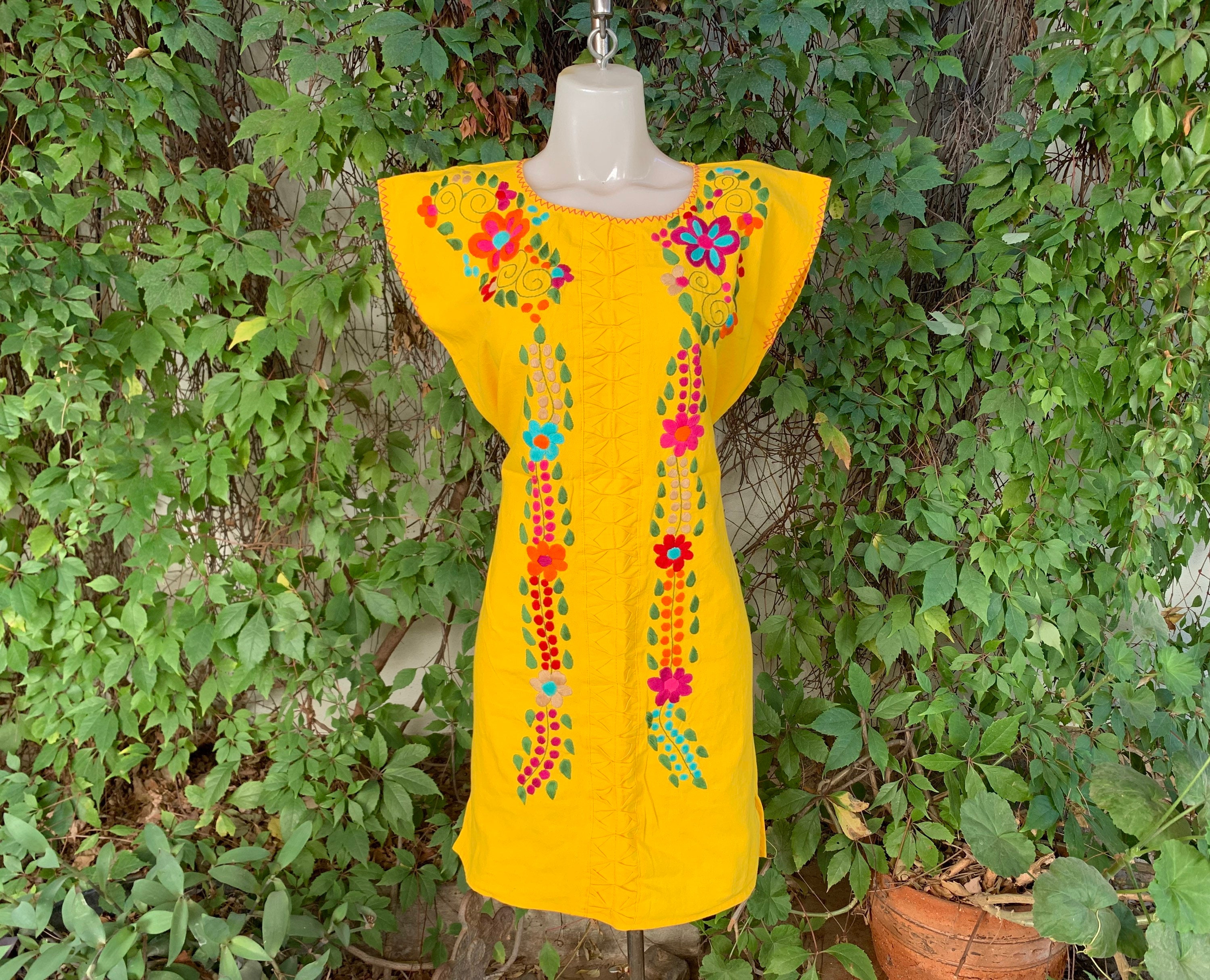 Pink FIESTA Dress With Colorful Hand Embroidered Flowers | Etsy