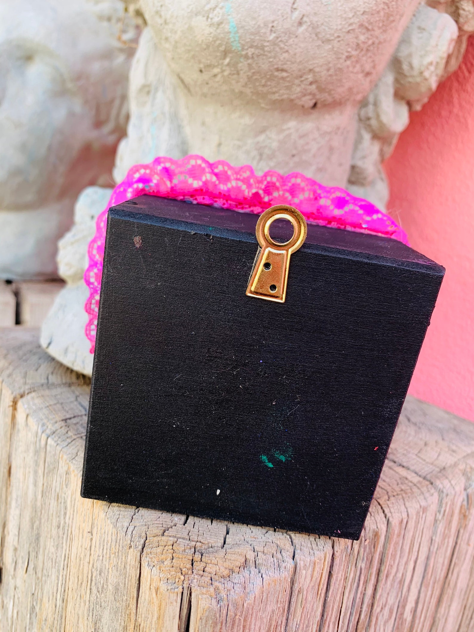 Sugar Skull Shadow Box Handmade Sacred Heart Amor Loved Lace 3D Fiesta ...