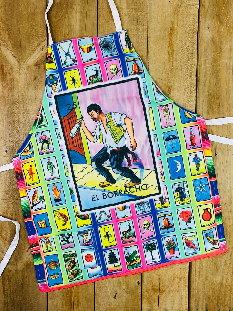 El Borracho Apron Embroidered With Pocket Red Food Fiesta - Etsy