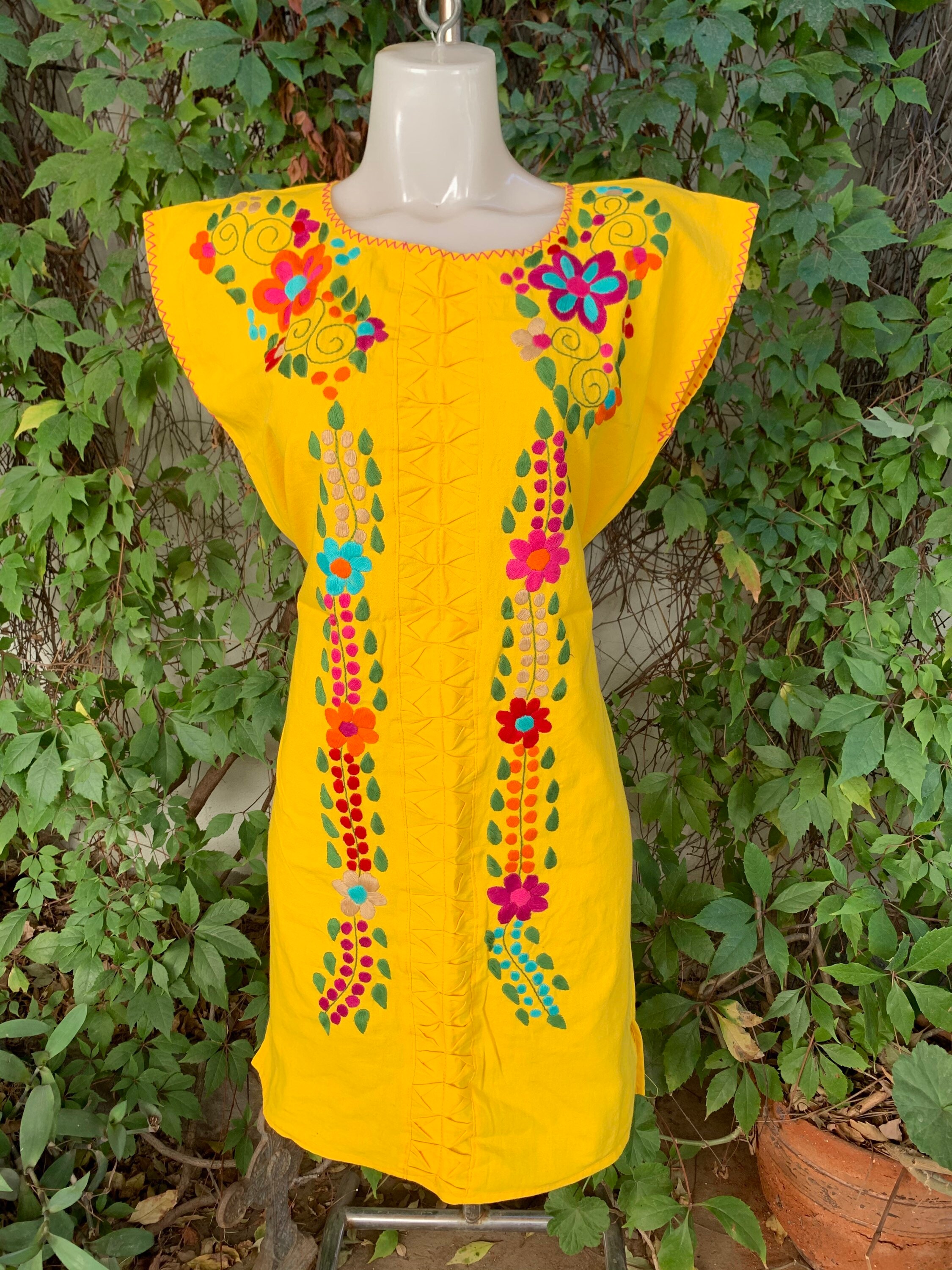 Pink FIESTA Dress With Colorful Hand Embroidered Flowers | Etsy