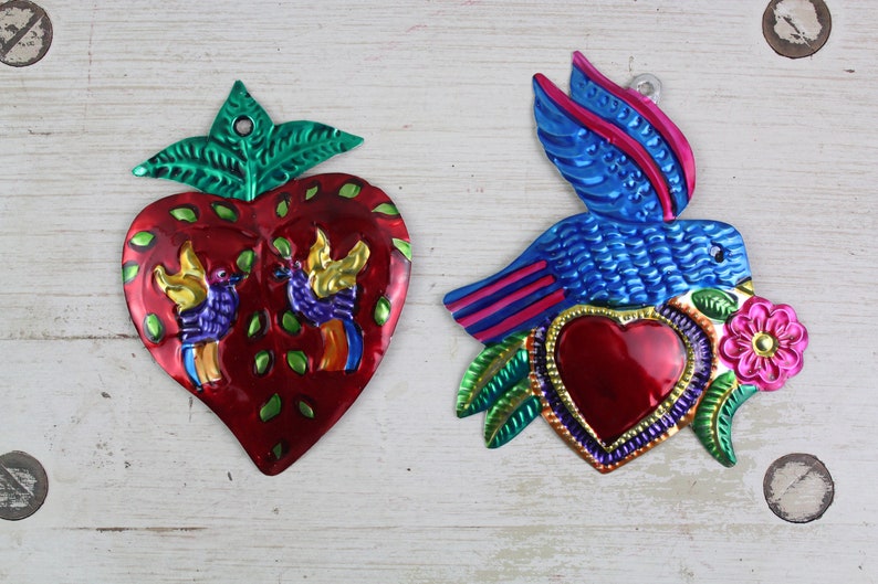 Medium Handmade Mexican Tin Ornaments-heart-sacred - Etsy