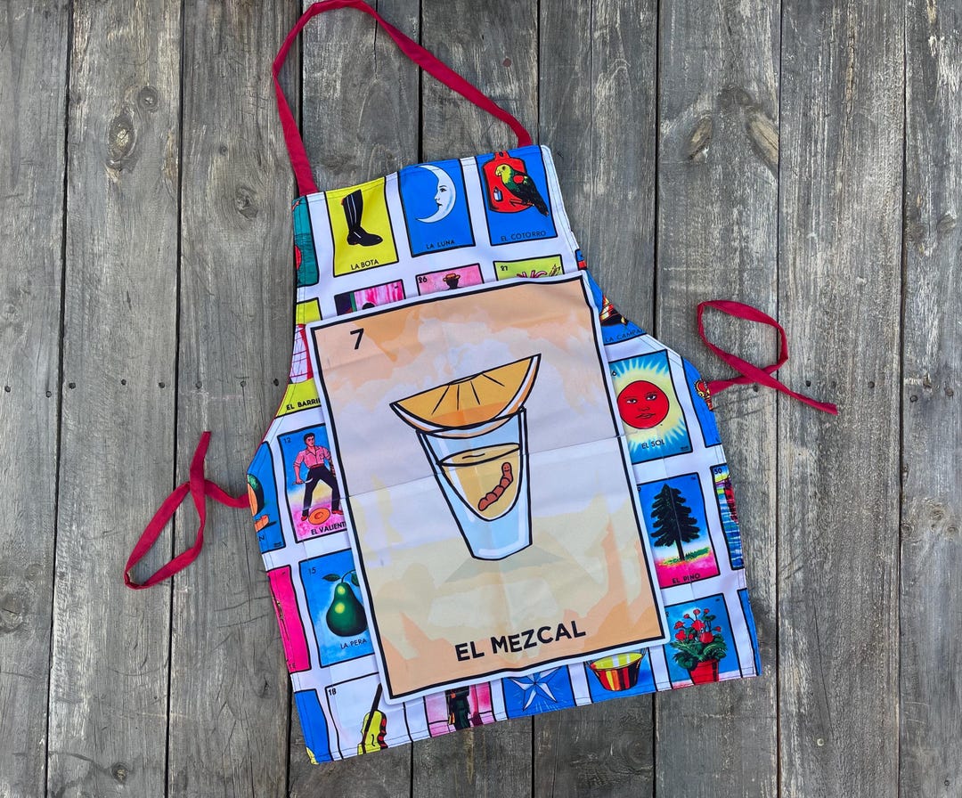 El Mezcal Apron Embroidered With Pocket Red Food Fiesta Dinner BBQ ...