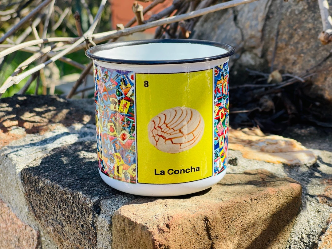 La Concha Coffee Cup Pan Dulce Loteria Handmade Mexican Tin Mug Fiesta ...