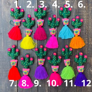 Cactus Nopal Flower Amor Hand Embroidered Purse Charm-tassel ...