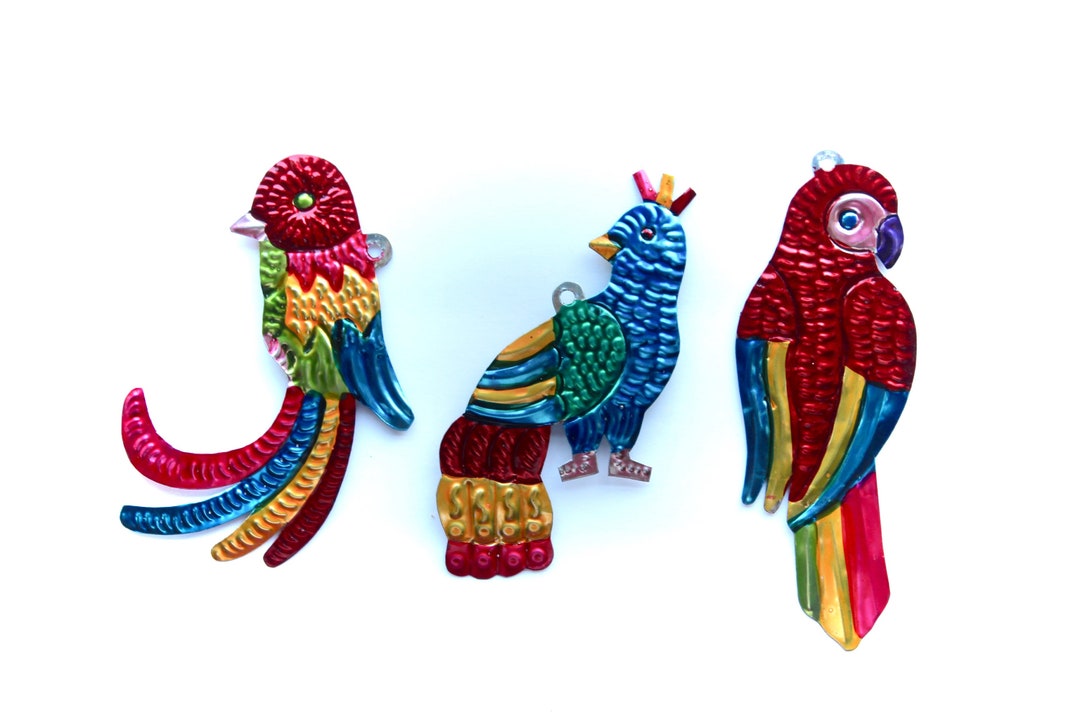 Handmade Mexican Tin Ornaments (set of 3) Vintage Christmas Tree-fiesta ...